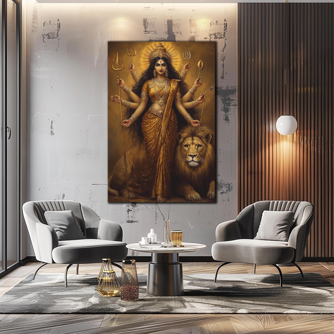 Durga Wall Art-tempered Glass Wall Art-durga Printing-large Glass Wall ...