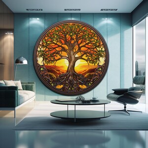 Tree of Life Stained Glass-tempered Glass Wall Art-tree of Life Wall ...