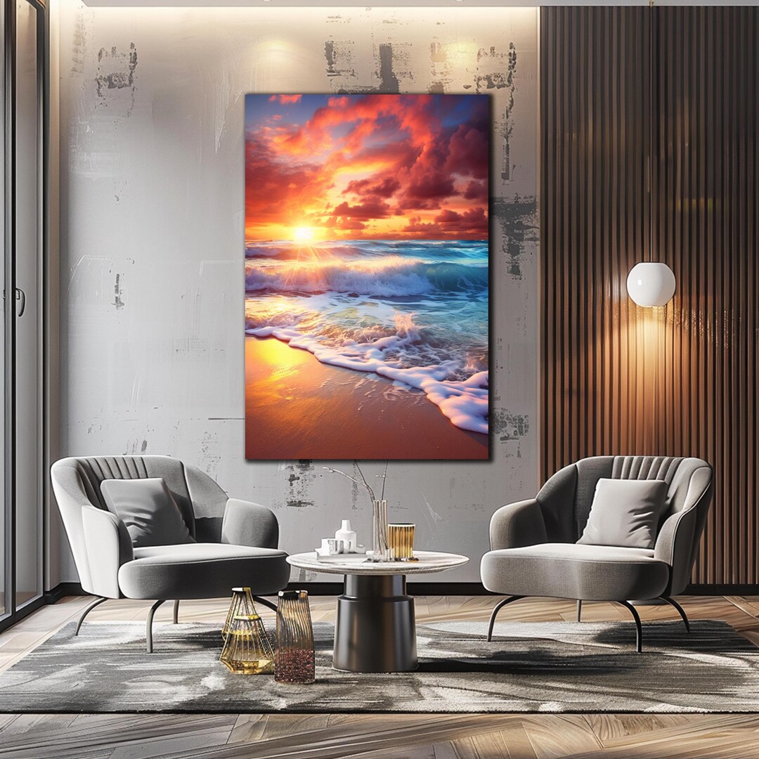Sea View Wall Art-sunset wall art-tempered Glass Wall Art-beach Wall ...