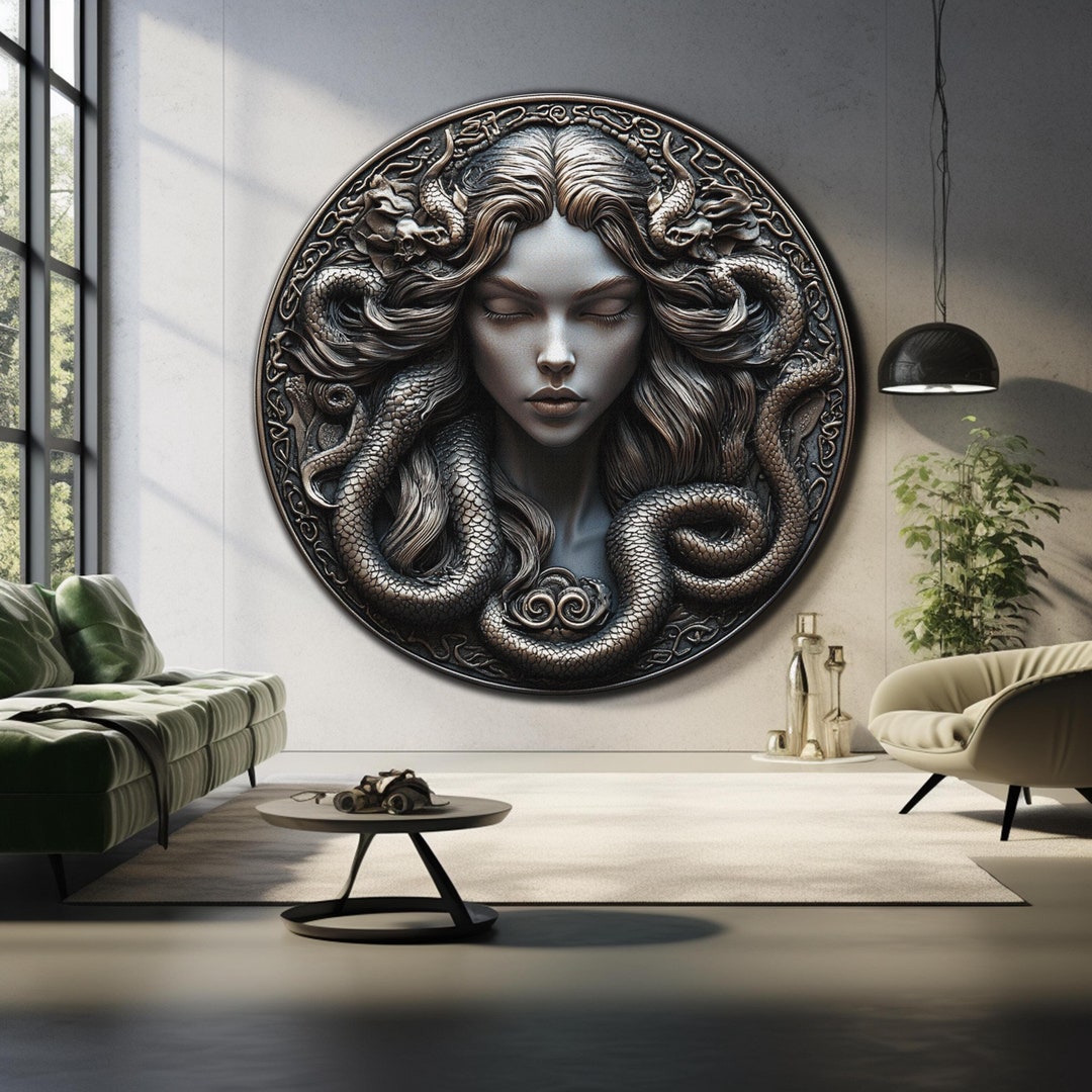Medusa Wall Art-tempered Glass Wall Art-round Wall Art-circle Wall Art ...