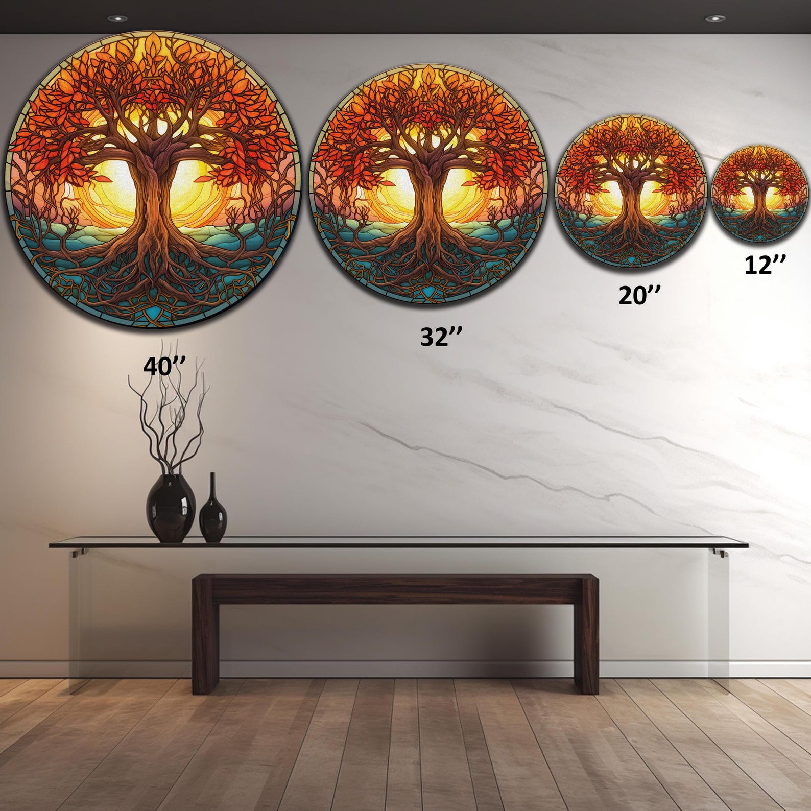 Tree of Life Wall Art-glass Printing-round Wall Decor Gift-glass Large ...