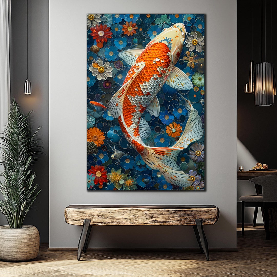 Koi Fish Wall Art-tempered Glass Wall Art-japanese koi fish-glass ...