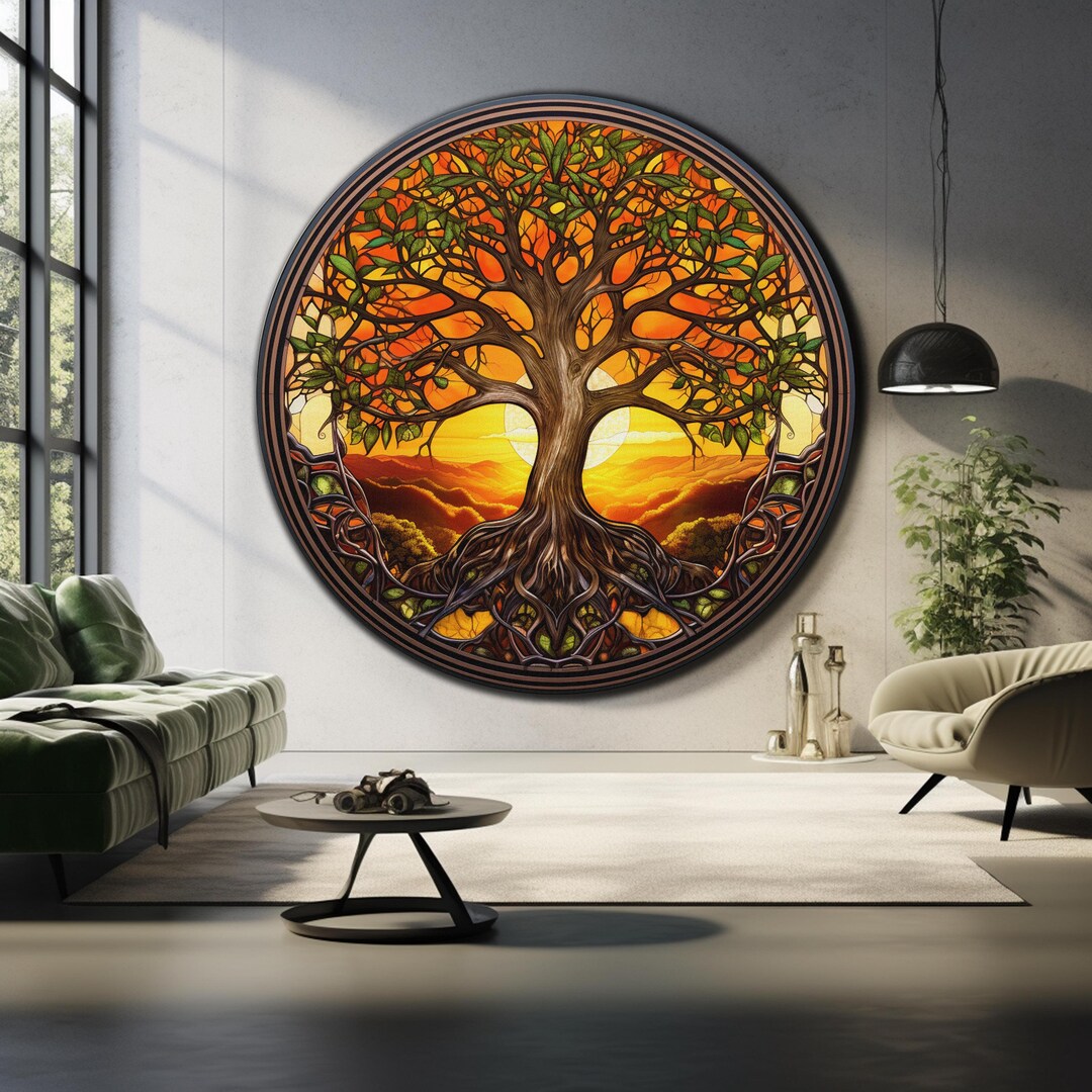 Tree of Life Stained Glass-tempered Glass Wall Art-tree of Life Wall ...