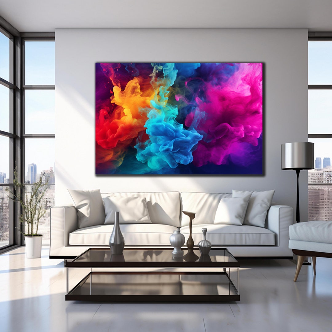 Colorful Smoke Wall Art-tempered Glass Wall Art-glass Large Wall Art ...