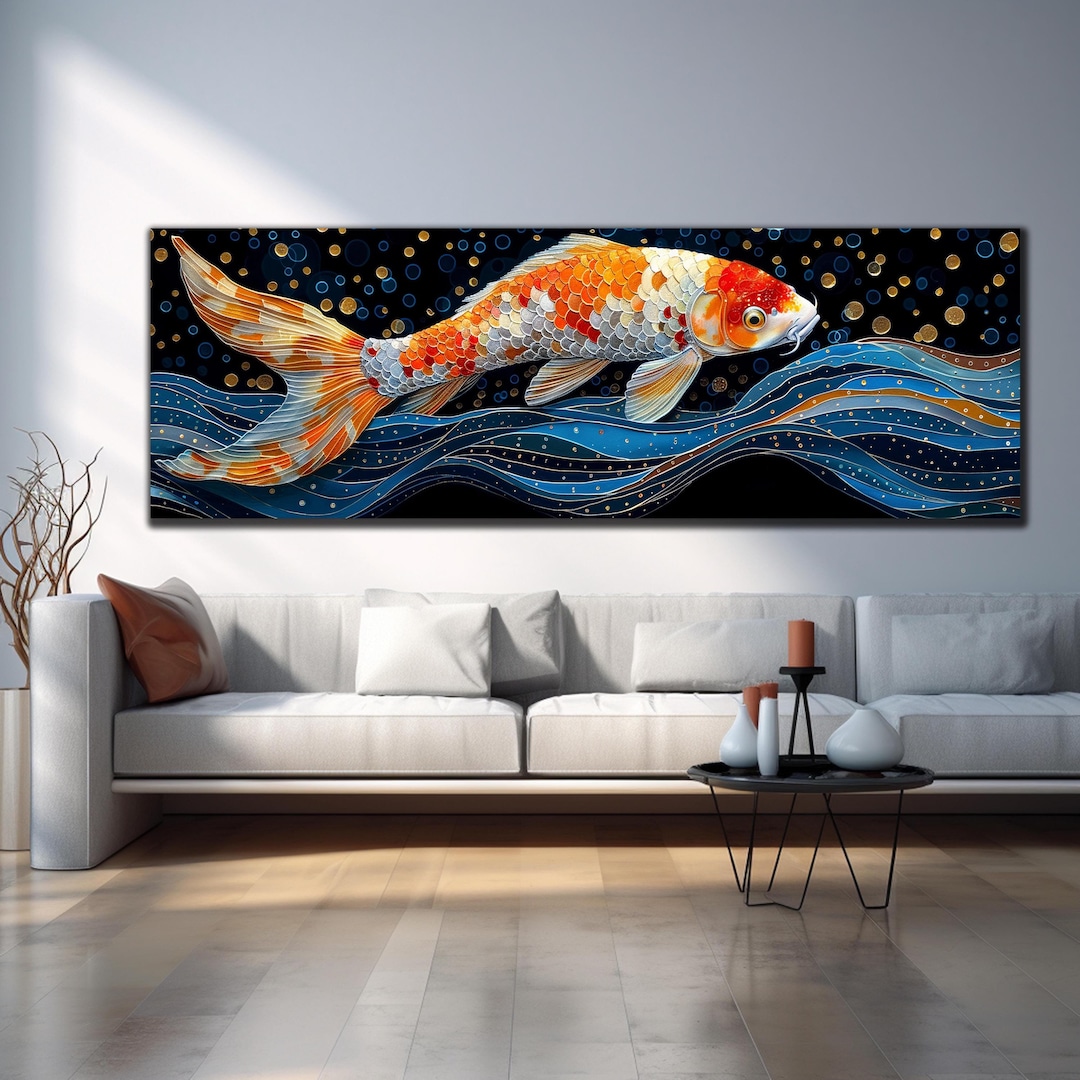 Koi Fish Wall Art-tempered Glass Wall Art-glass Printing-japanese koi ...