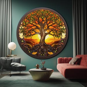 Tree of Life Stained Glass-tempered Glass Wall Art-tree of Life Wall ...