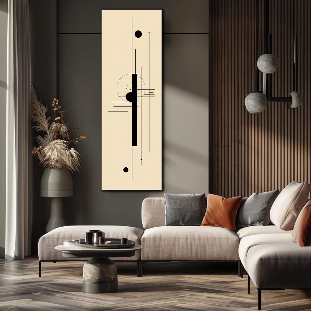 Mid Century Modern Vertical Wall Art-tall Narrow Wall Art-tempered ...