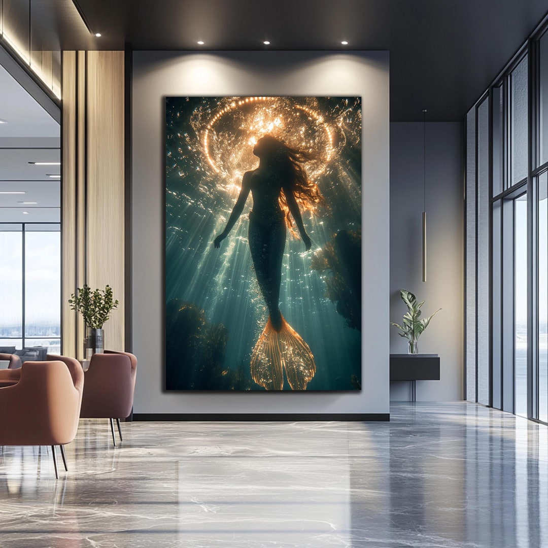 Mermaid Wall Art-tempered Glass Wall Art-mermaid Wall Hangings-mermaid ...