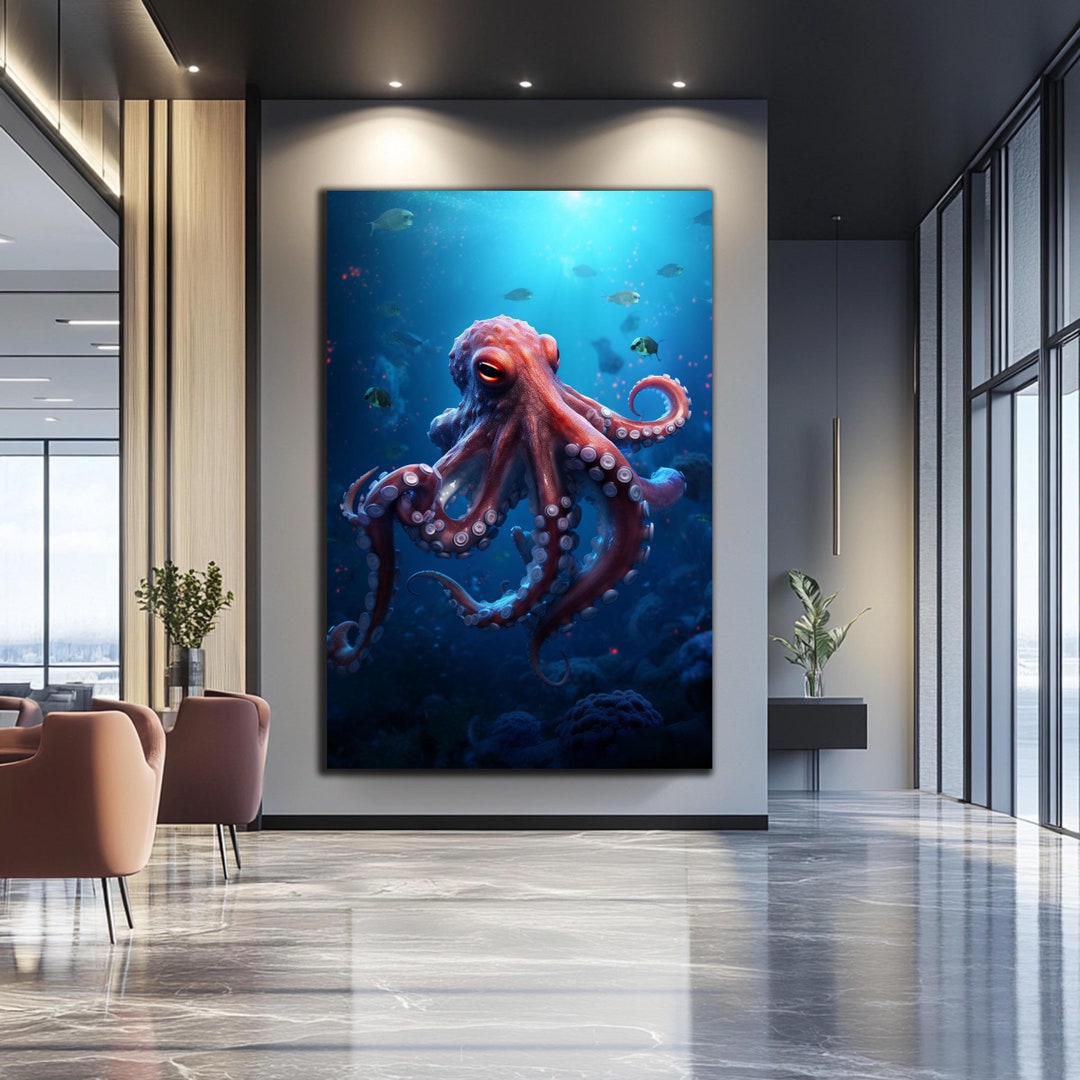 Octopus Wall Art-tempered Glass Wall Art-glass Large Wall Art-panoramic ...