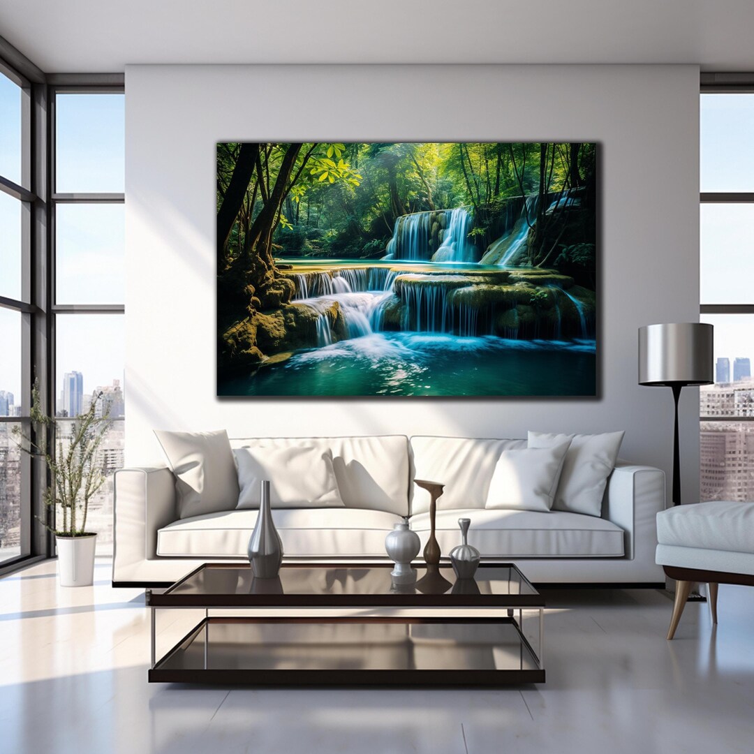 Waterfall Wall Art-glass Printing-tempered Glass Wall Art-modern Glass ...