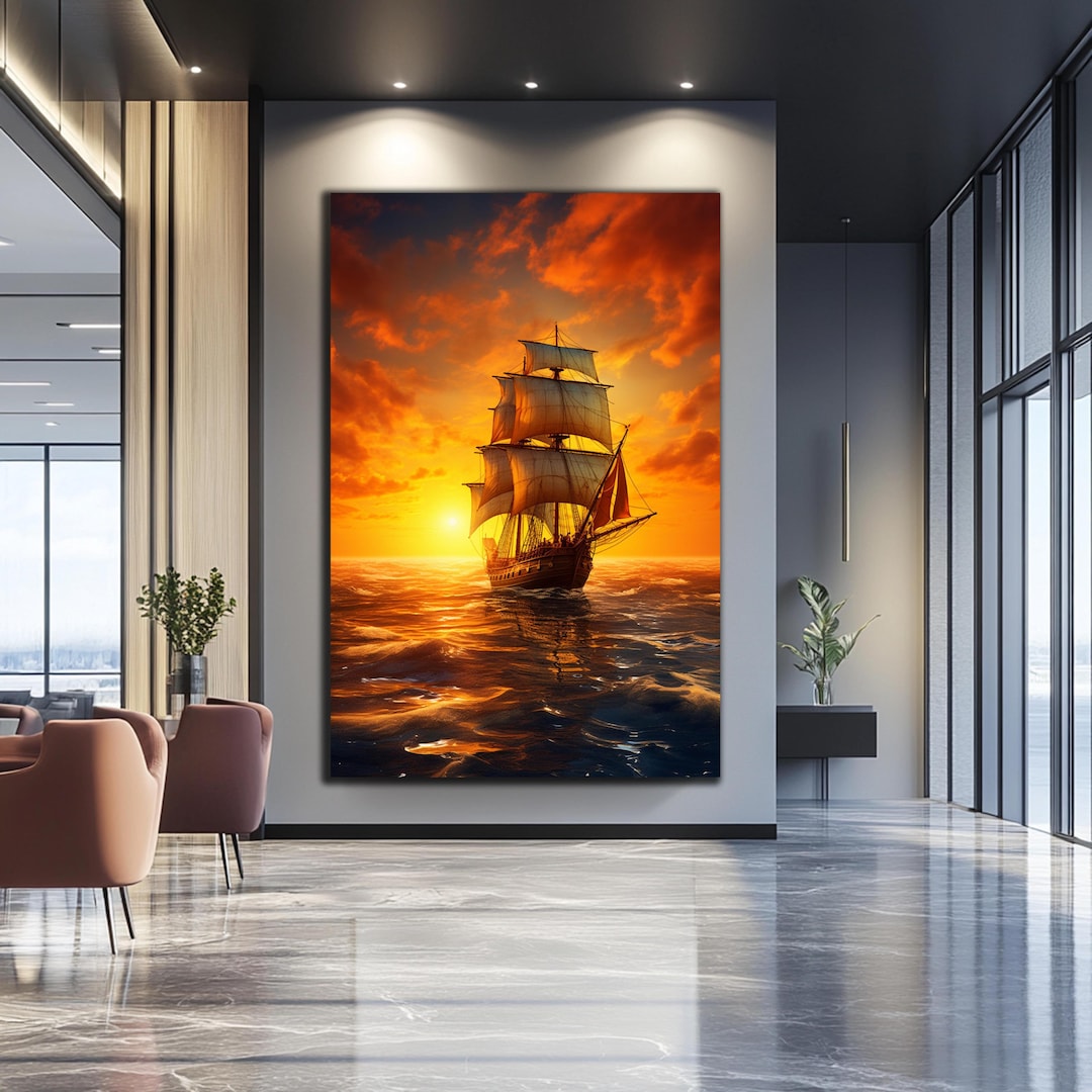 Tempered Glass Wall Art-pirate Ship Wall Art-sailing Ship-glass ...