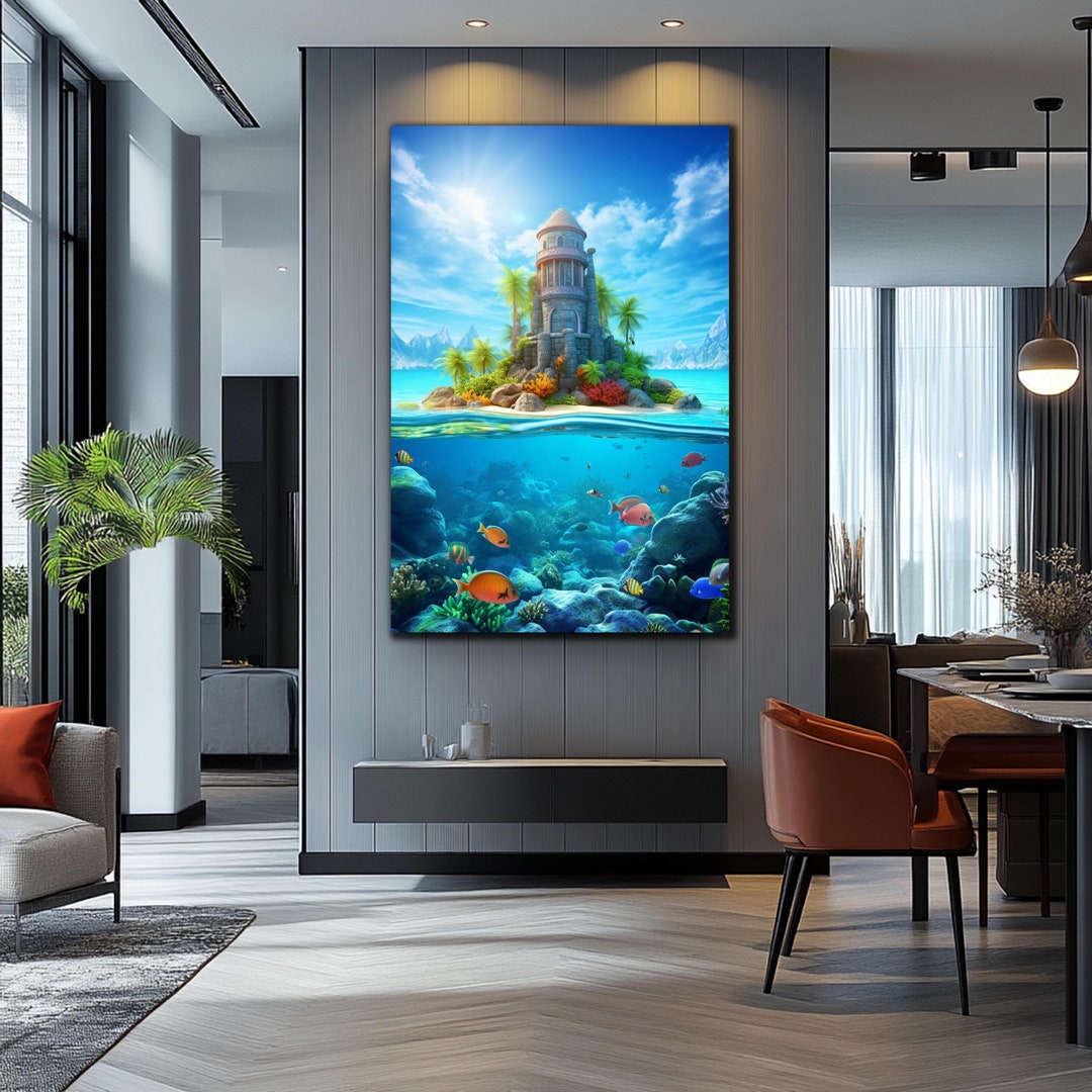 Tropical Beach Wall Art-sea Shells Wall Art-tempered Glass Wall Art ...