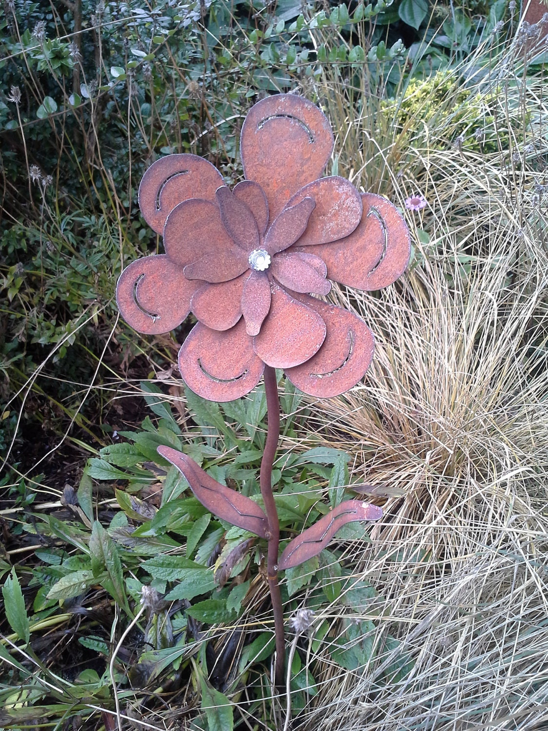 Rusted Sponge Flower for Your Garden Metal Garden Art - Etsy