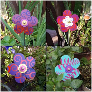 NEW 6 Inch Button Flowers - Painted Metal Flowers With Layers - Etsy