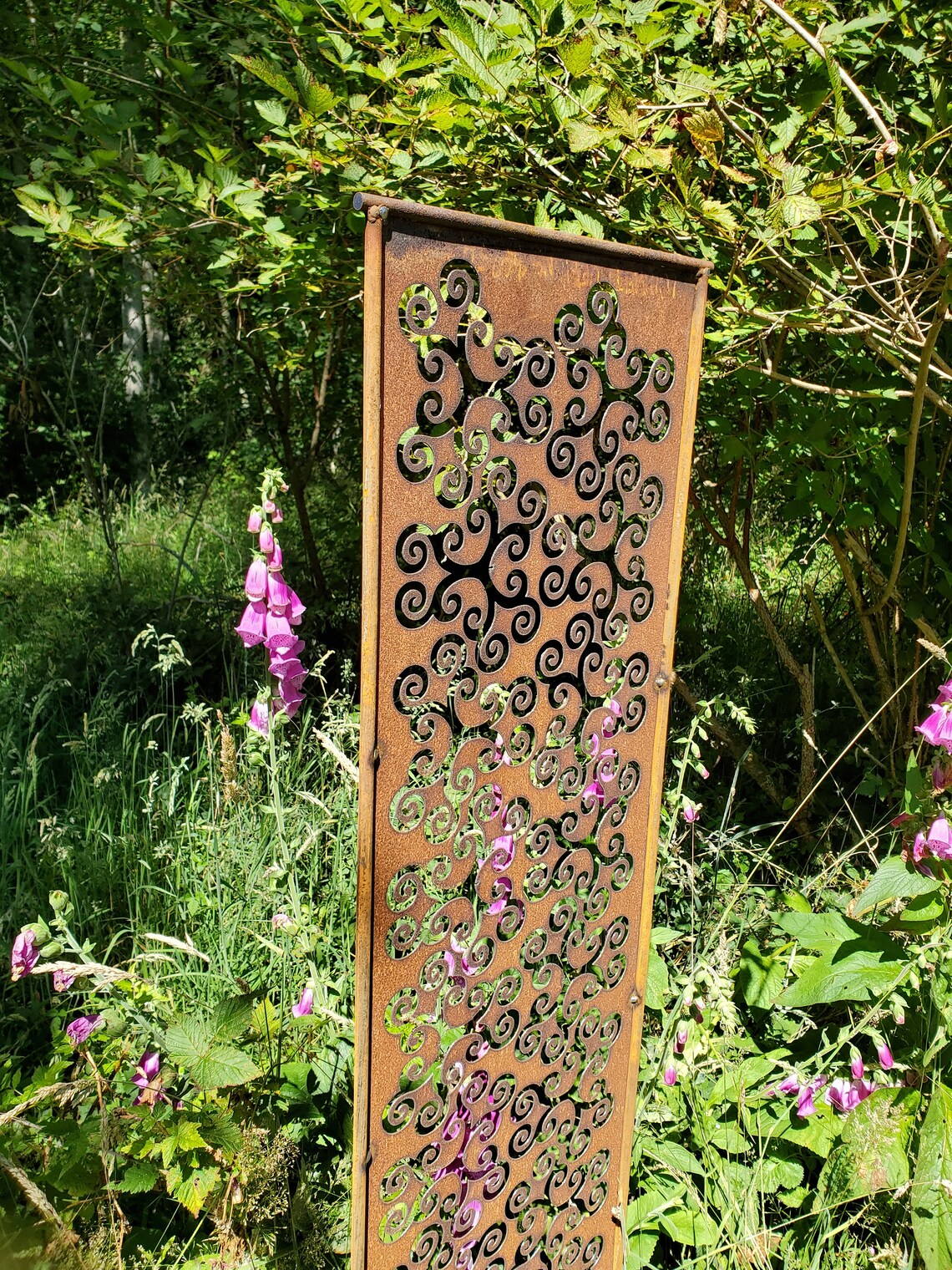 SHIP NOW - NEW Garden Panel - Recycled Steel - Metal Double Swirl ...