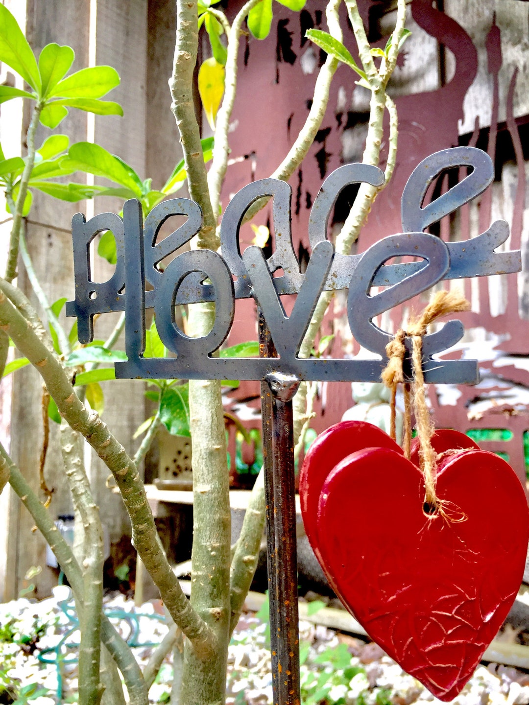 SHIP NOW - Love Garden Stake - Metal Garden Sign - Etsy
