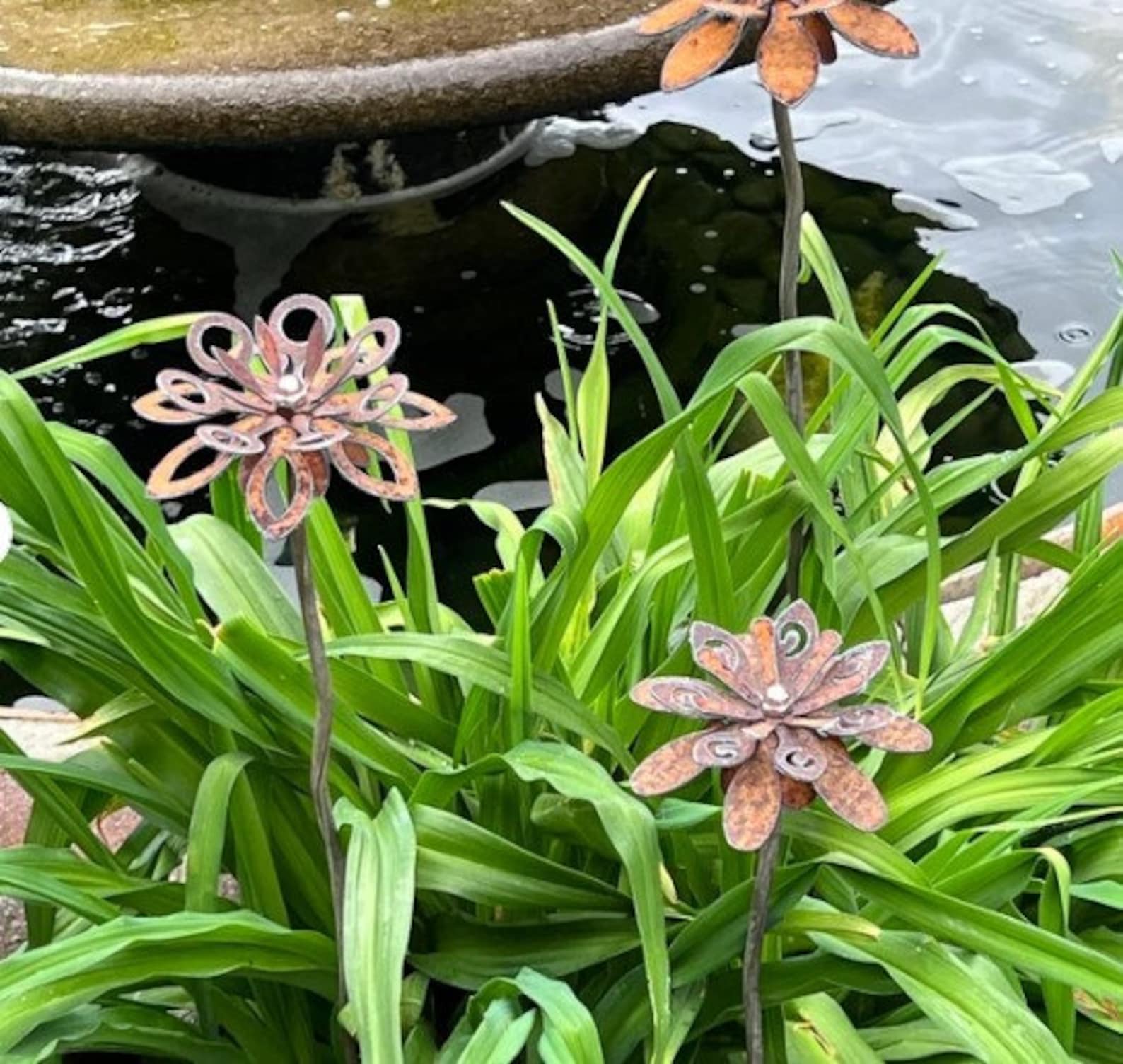 NEW - Rusted Wild Flowers Garden Stakes Metal Art Yard Art - 26 Inch - Etsy