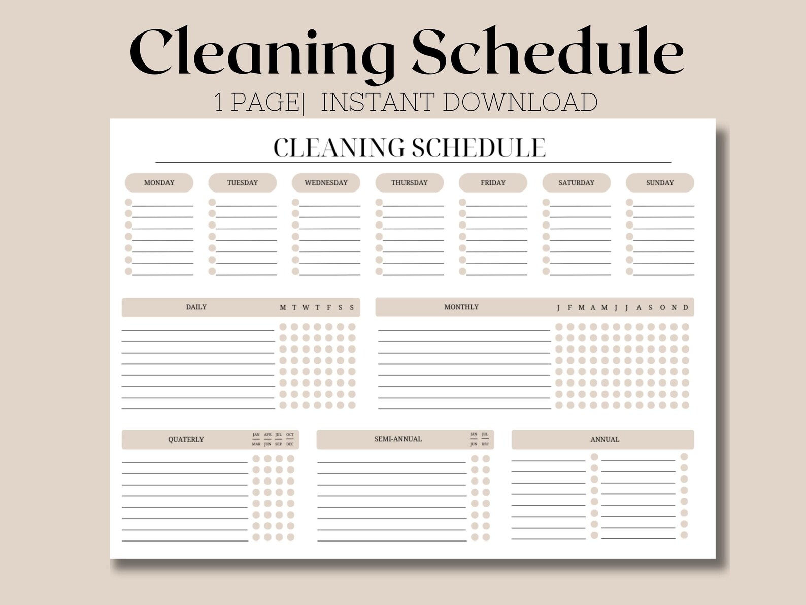 EDITABLE Cleaning Schedule Prefilled Planner, Cleaning Checklist ...