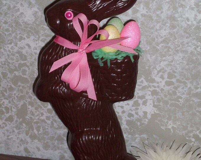 Chocolate Ceramic Easter Bunny Rabbit With Basket Fake Food - Etsy