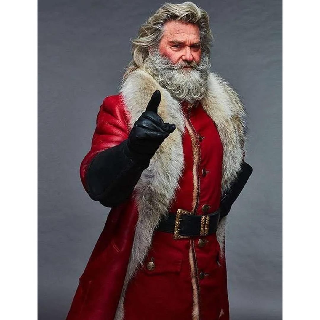 Handmade Men's Santa Claus Fur Coat - Christmas Red Leather Long Coat ...