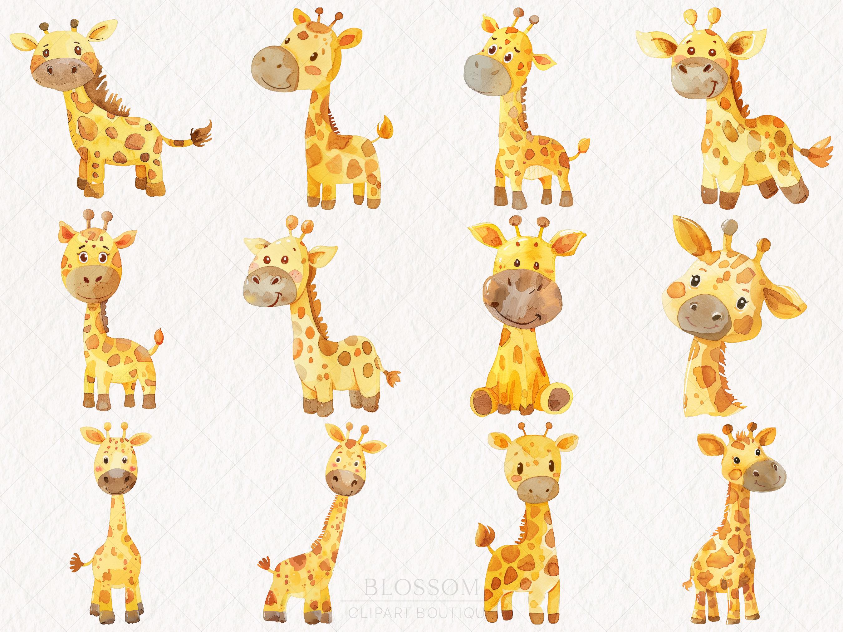 Watercolor Giraffe Clipart Set | 29 PNG | 300 DPI | Commercial Use ...