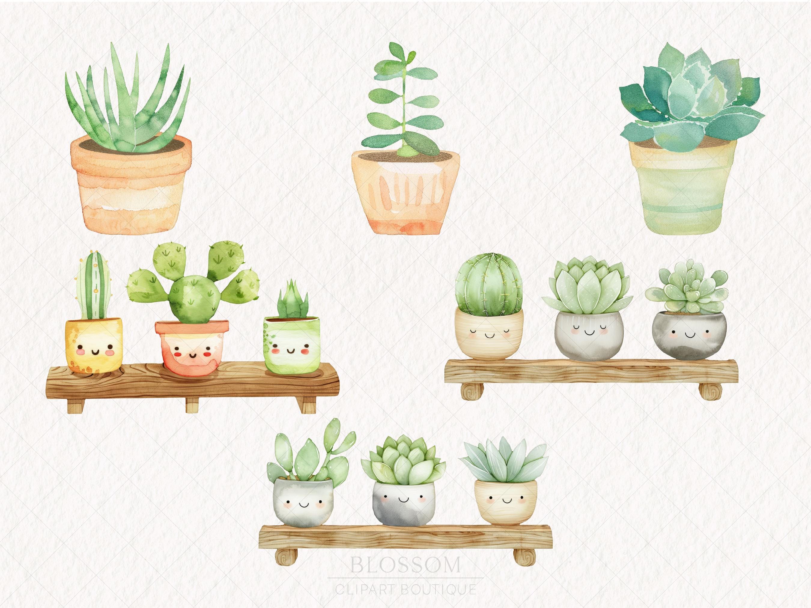 Watercolor Succulent Clipart Set | 30 PNG Plant Illustrations | 300 DPI ...