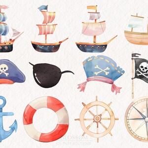 Watercolor Pirate Clipart Bundle | Pirate and Ships Printable | Digital ...