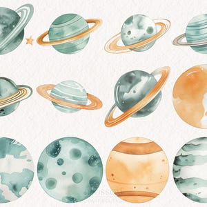 Watercolor Space Clipart Set 30 Pngs Astronauts, Planets, Stars, Rocket ...