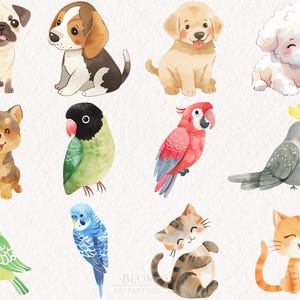 Watercolor Pets Clipart Bundle | Cute Dog and Cat Printables | Digital ...
