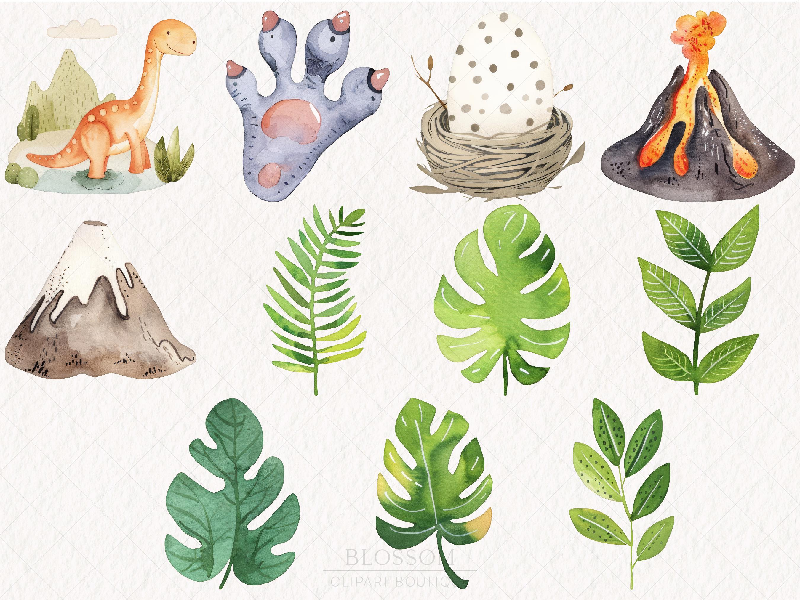 Watercolor Clipart Dinosaur Set | Baby Dino Graphics | Commercial Use ...