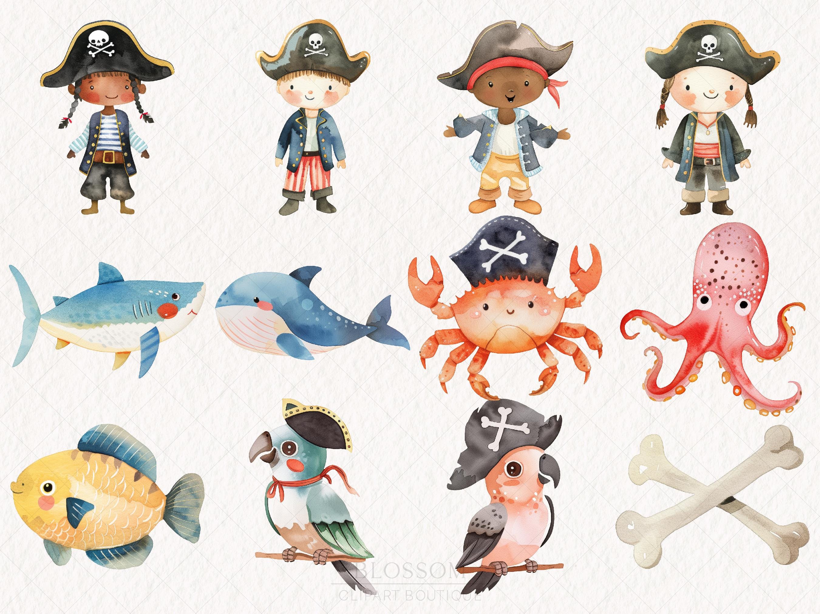 Watercolor Pirate Clipart Bundle | Pirate and Ships Printable | Digital ...