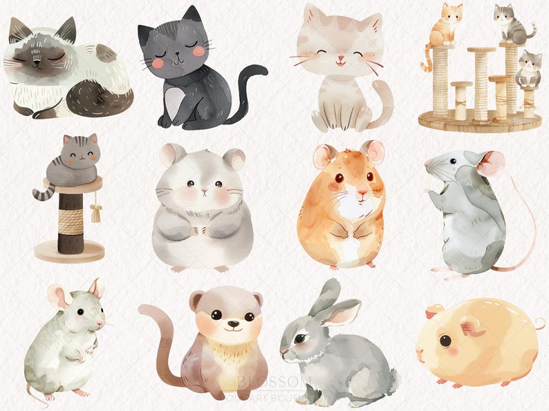 Watercolor Pets Clipart Bundle | Cute Dog and Cat Printables | Digital ...