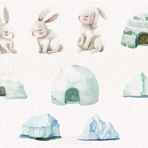Watercolor Clipart Arctic Animals Set Cute Polar Wildlife Commercial ...