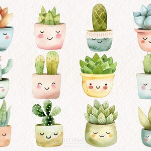 Watercolor Succulent Clipart Set | 30 PNG Plant Illustrations | 300 DPI ...