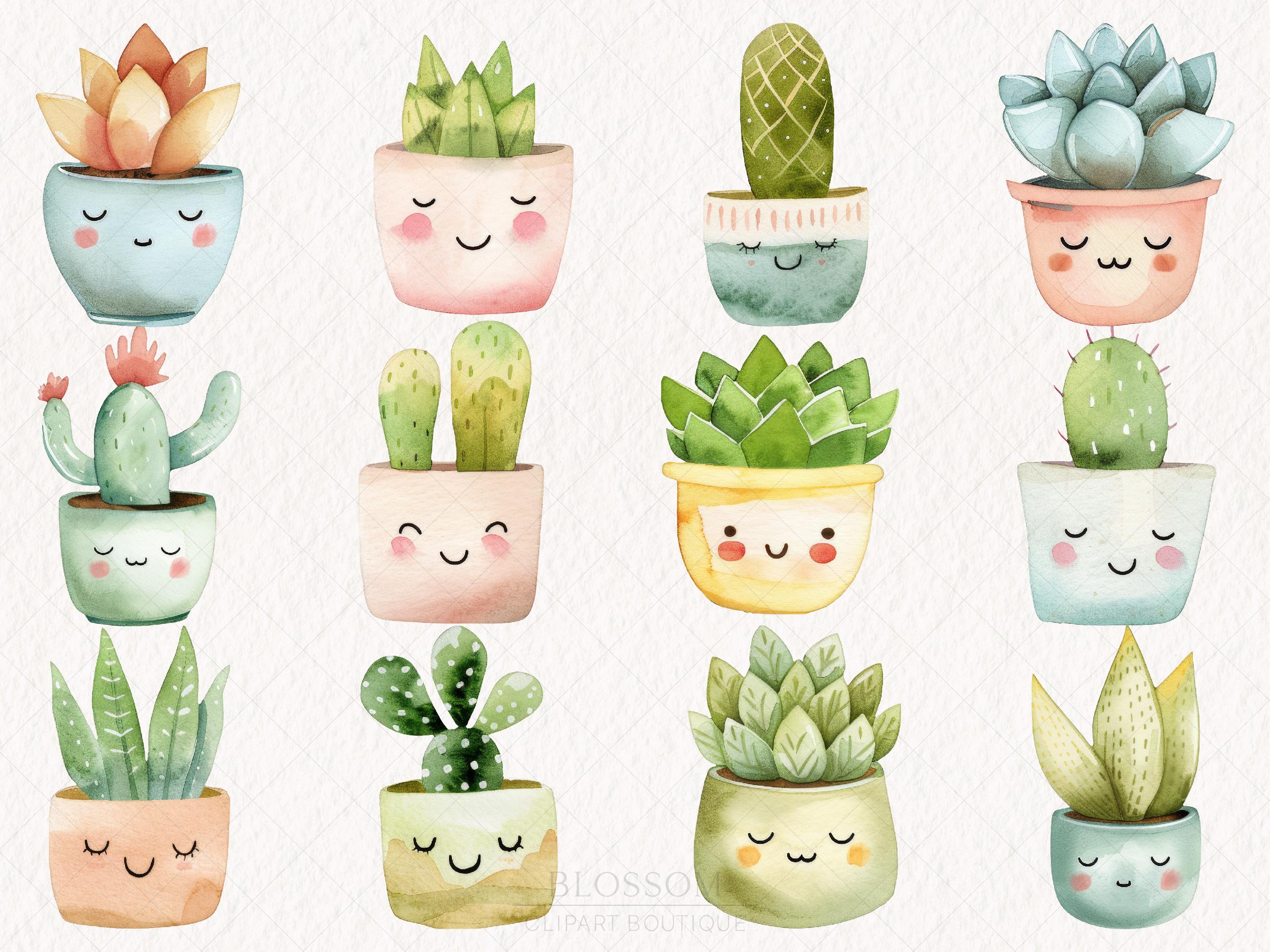 Watercolor Succulent Clipart Set | 30 PNG Plant Illustrations | 300 DPI ...