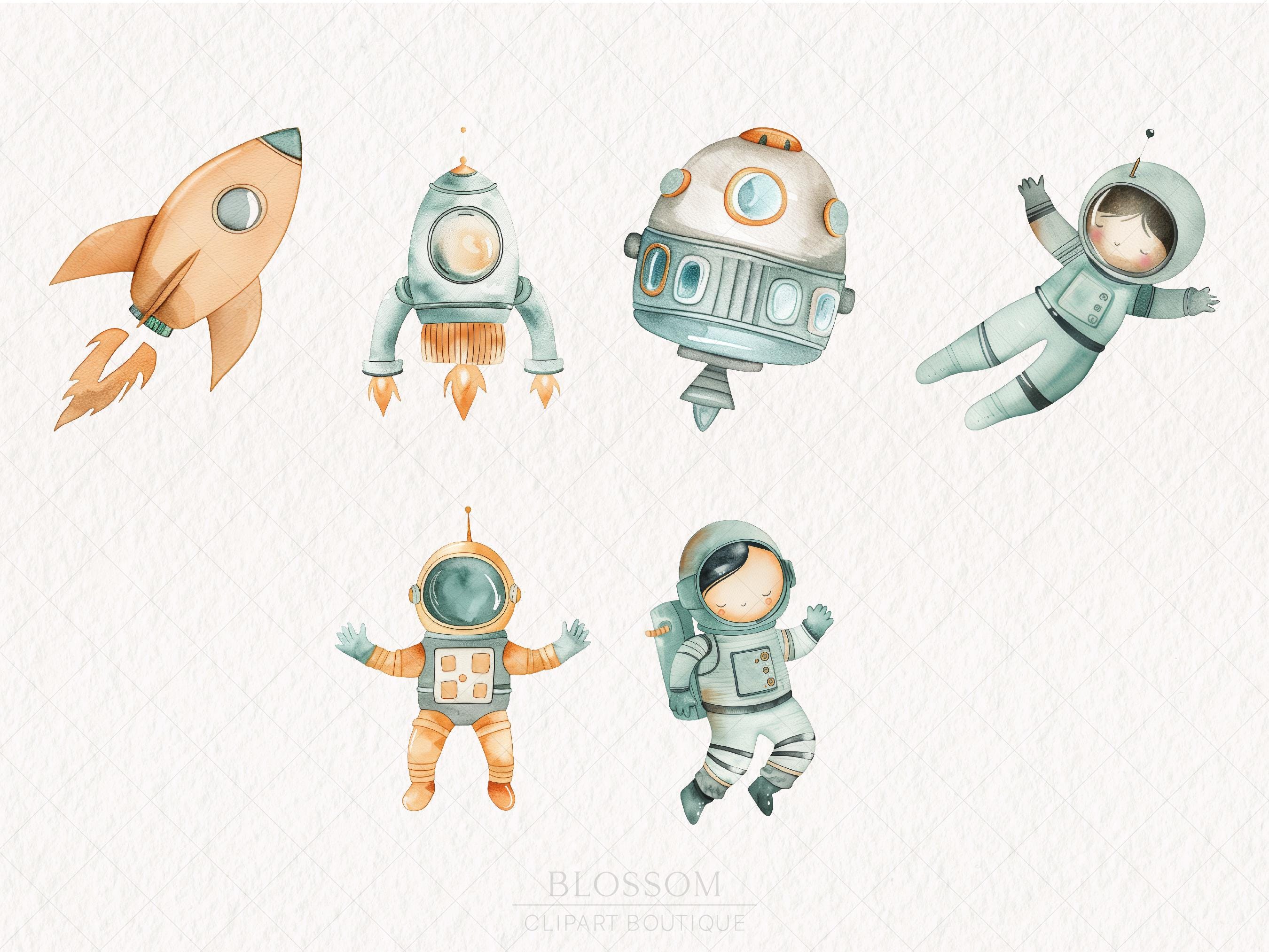 Watercolor Space Clipart Set | 30 Pngs | Astronauts, Planets, Stars ...