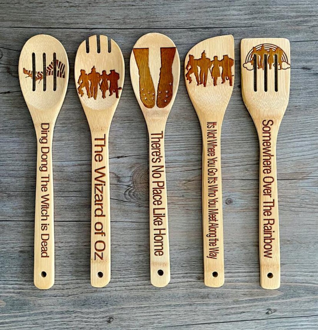 The Wizard of Oz Wood Utensil Set, Wizard of Oz Engraved Utensils for ...