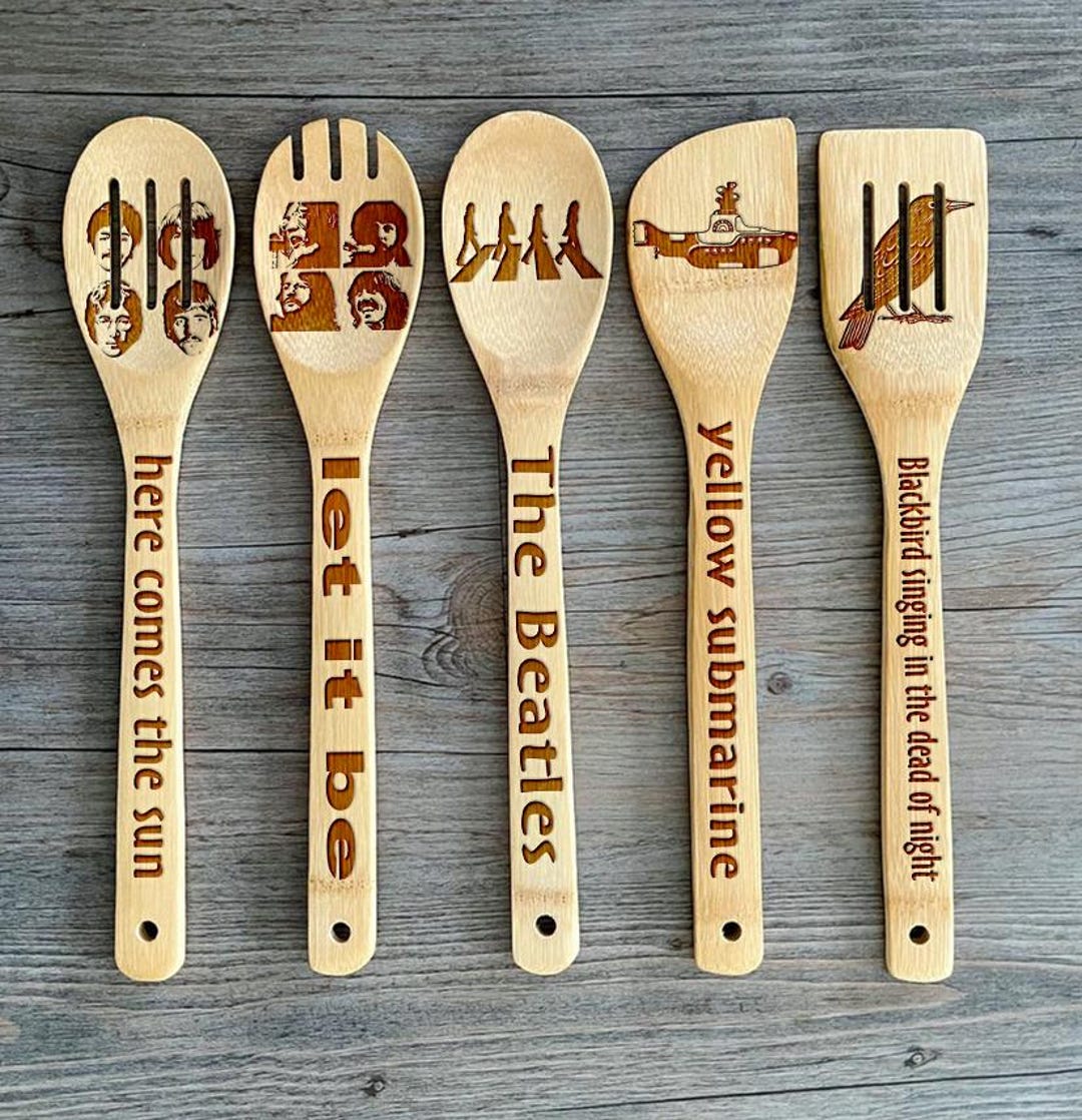 The Beatles Wood Utensil Set, the Beatles Gifts Engraved Utensils for ...