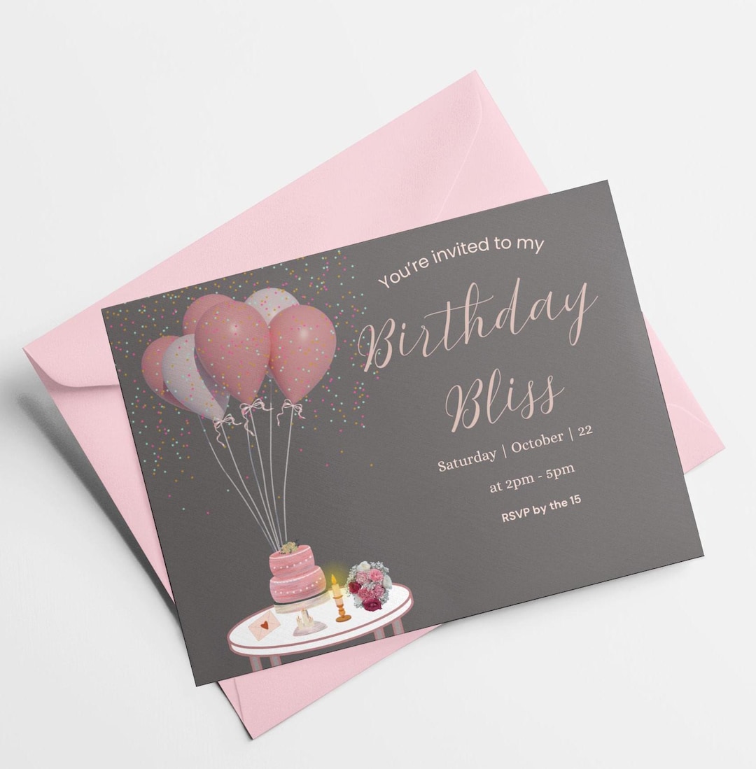 Digital Birthday Invitation, E-invitation for Birthday, Birthday Invite ...
