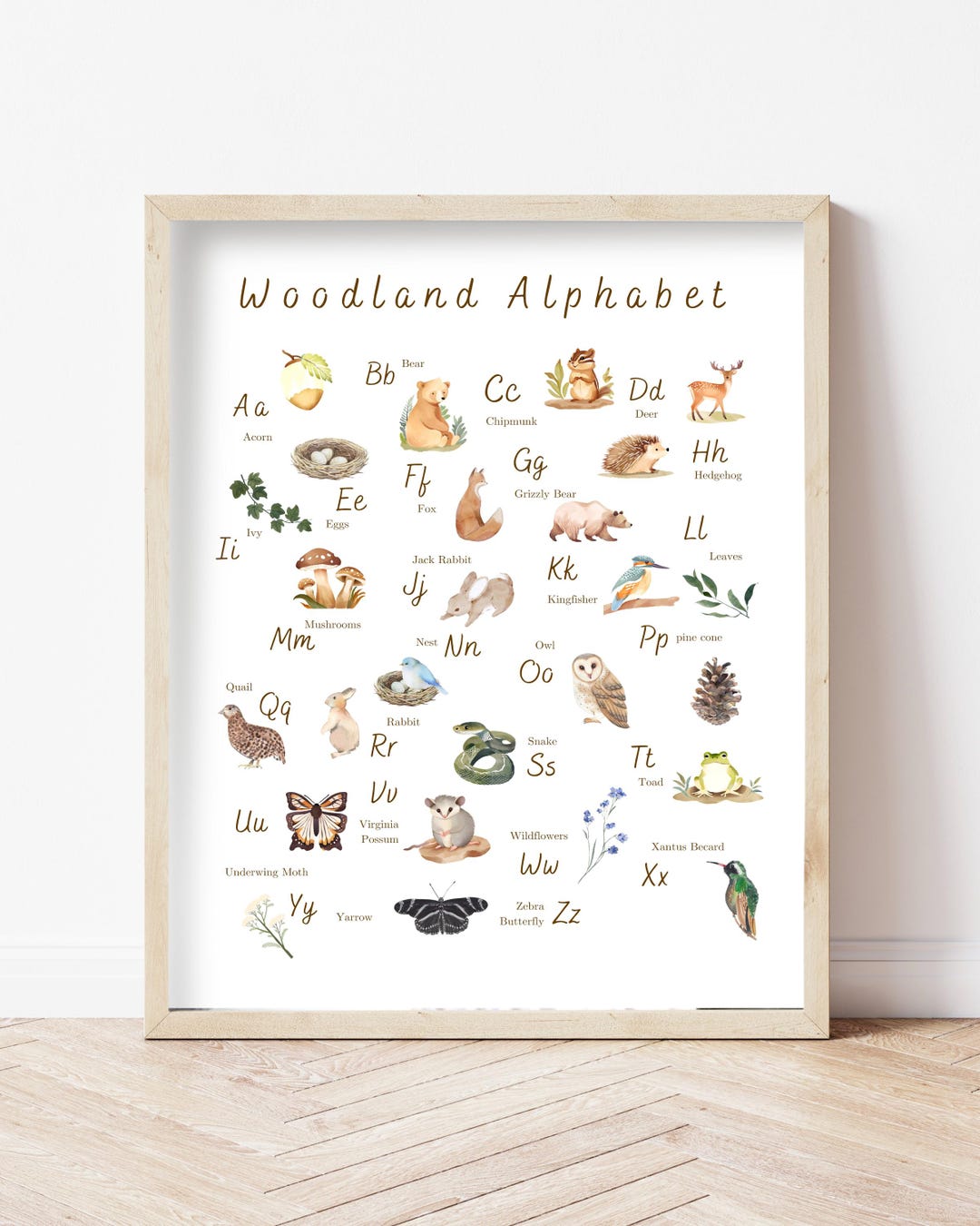 Woodland Alphabet Poster, Woodland Alphabet Print, Woodland ABC ...
