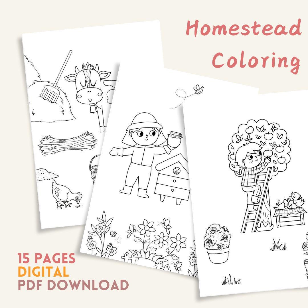 Farm Coloring Pages, Farm Coloring Book, Homeschool Nature Study, Baby ...