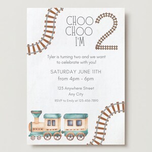 Editable Train Birthday Invitation - Etsy