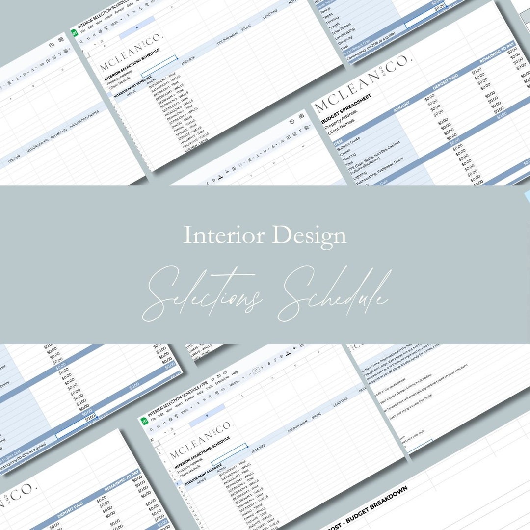 Interior Design Selections Schedule & FFE Documentation Template ...