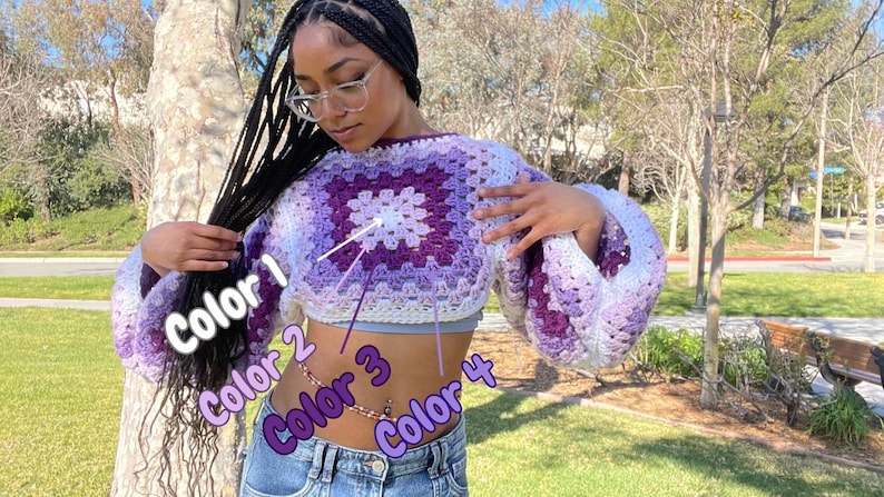 Crochet Granny Square Cropped Sweater - Etsy
