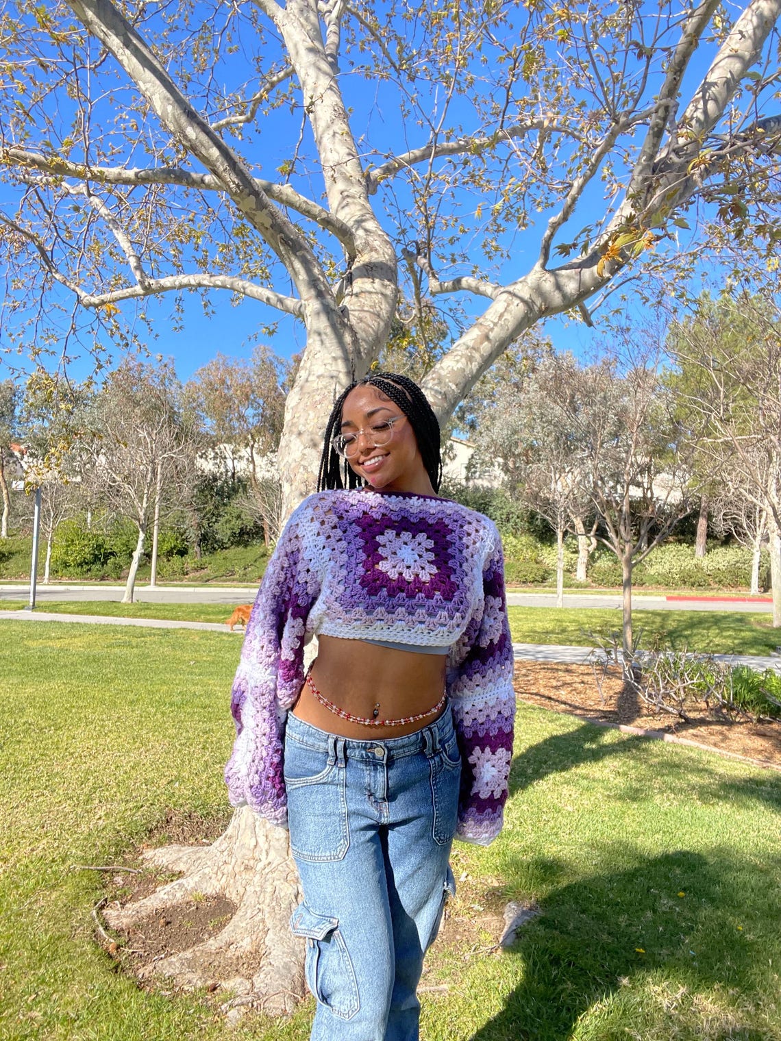 Crochet Granny Square Cropped Sweater - Etsy