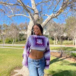 Crochet Granny Square Cropped Sweater - Etsy