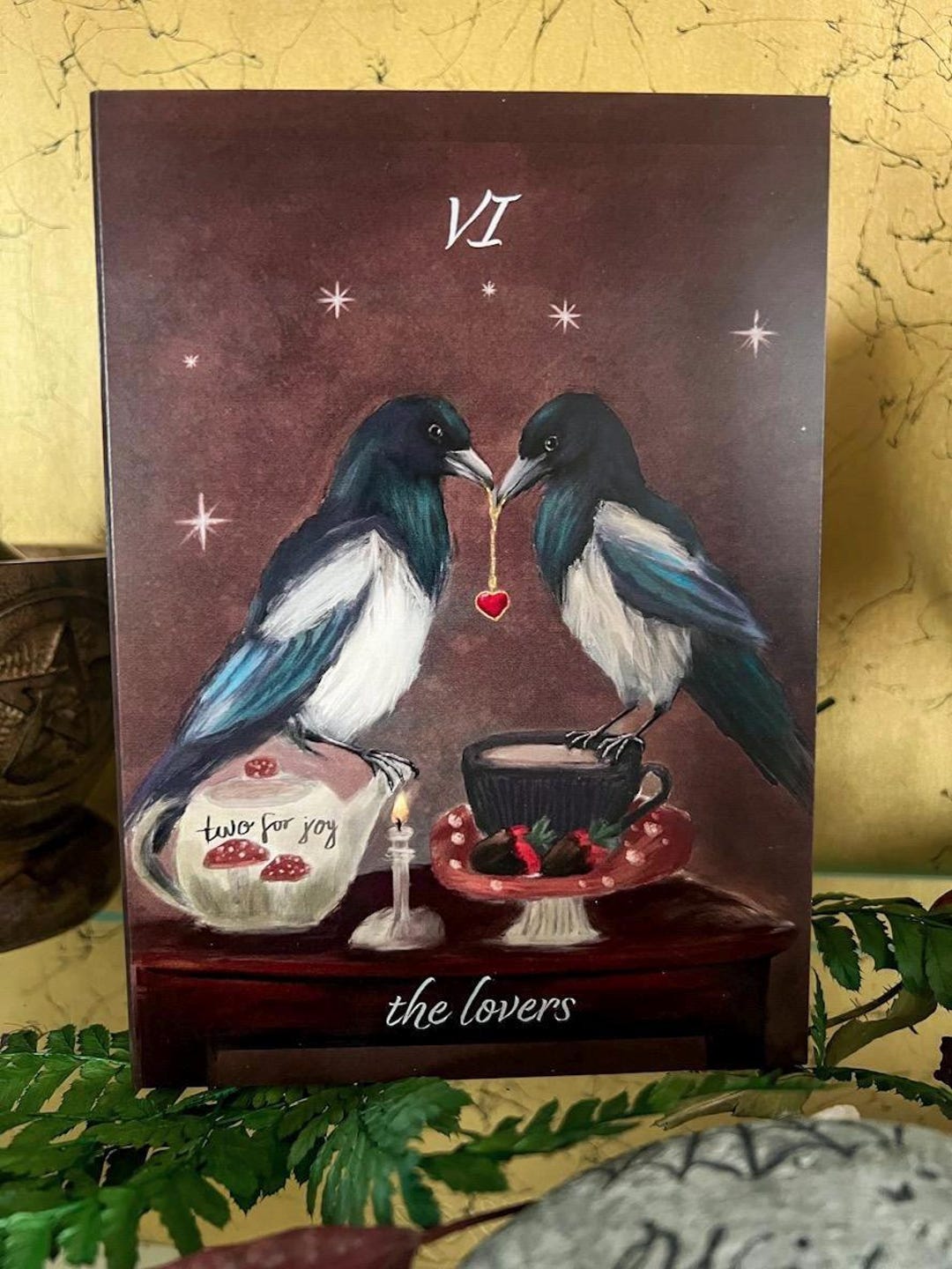 Gothic Love Card the Lovers Magpie Art Print, Witchy Valentines Day ...