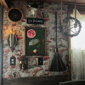 Strawberry Opossum Art Print Cottagecore Art - Etsy