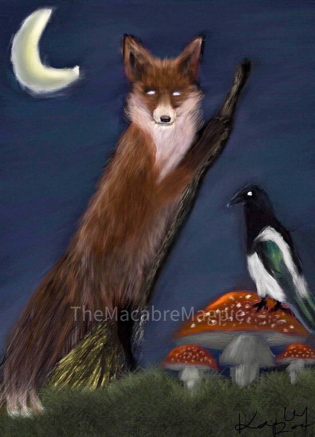 The Fox and the Magpie 8x10 Art Print Fox Art Prints Lunar Art ...