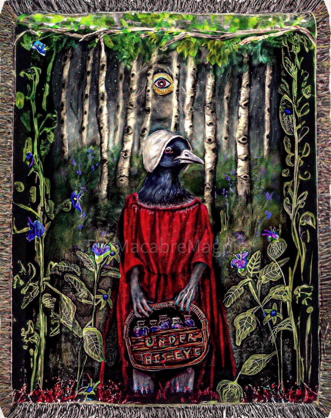 Dark Fairytale Crow Woven Throw and Tapestry, Crow Wall Art for Dark ...